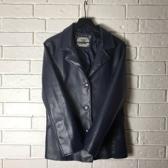 Armani Collezioni | Jackets & Coats | Armani Collezioni Blue Leather ...